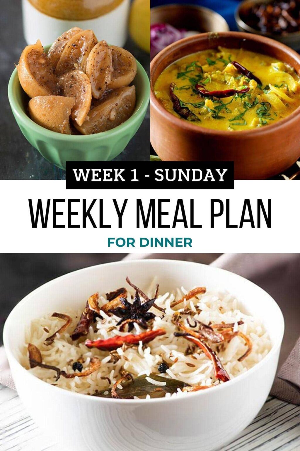 Indian Meal Plan Week 1 - Dinners - FlavoursinMyKitchen